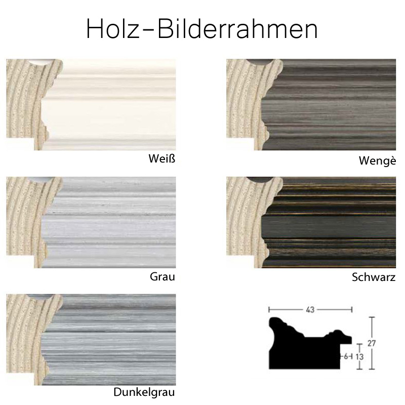 Holzrahmen 100x150 / 150x100 cm, Nilesen Profil Antigo in Weiß, Grau ...