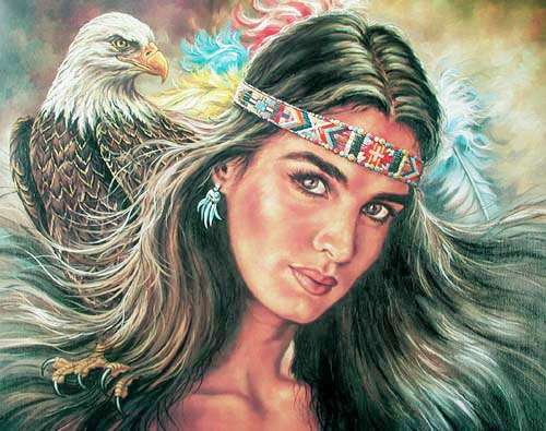 Poster 40x50 cm: Squaw und Adler by Bruce Lakofka (Squaw und Kinder ...