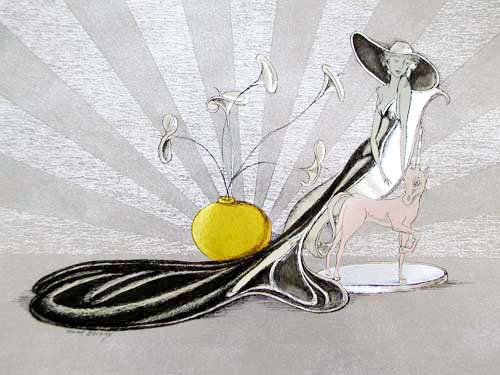 Alubild 21x26 cm: Lady und Einhorn by Miriam Bransky | Fantastic Pictures